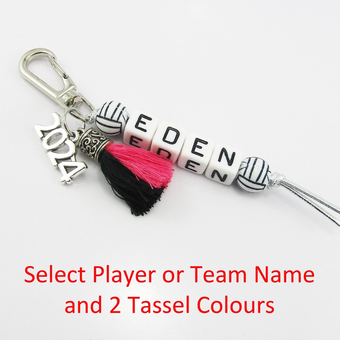 2024 Netball Name Bag Tag Two Colour Tassel Keychain Choose Name and ...