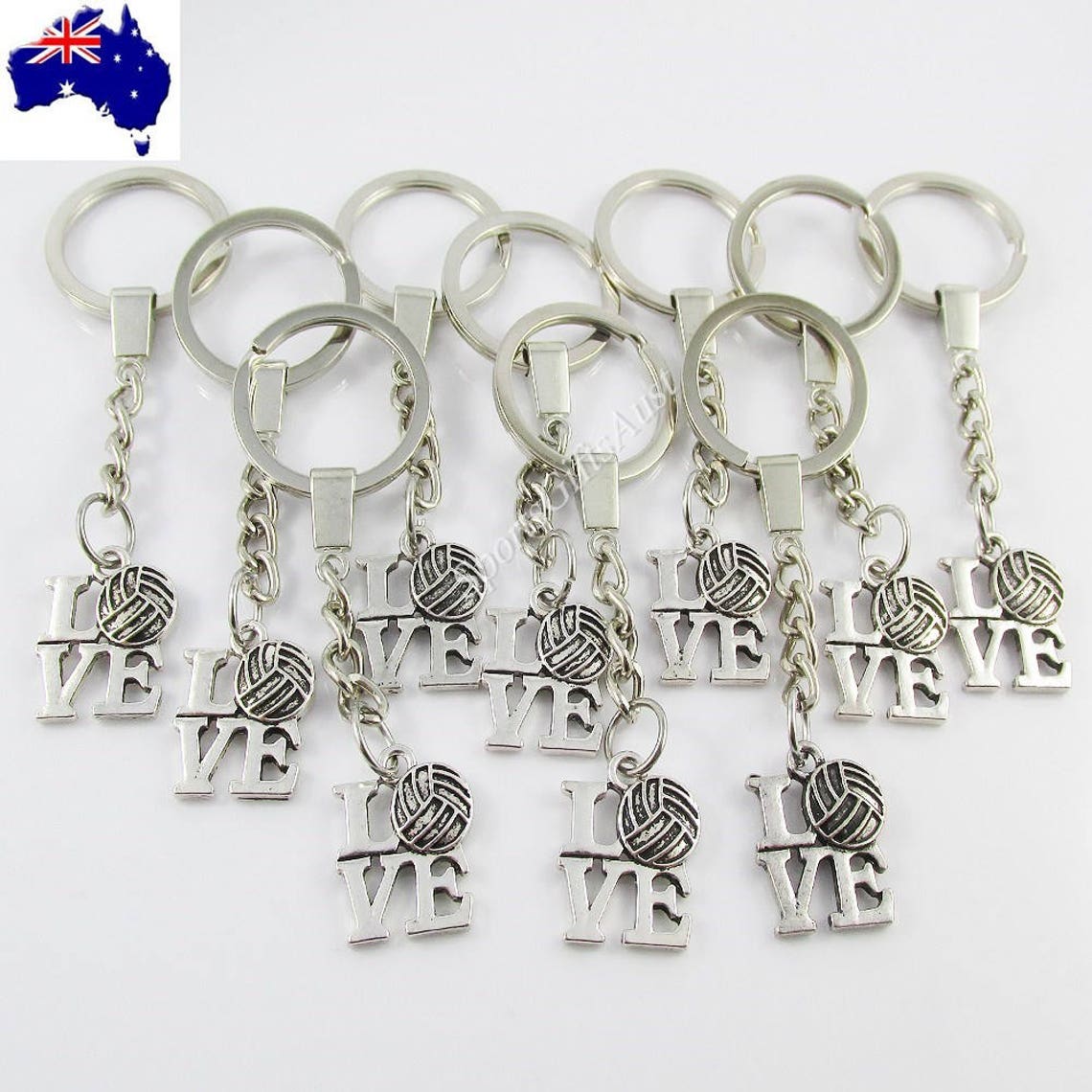 Love Netball Charm Keychain Team Set of 10 Sports End of Season Gift ...