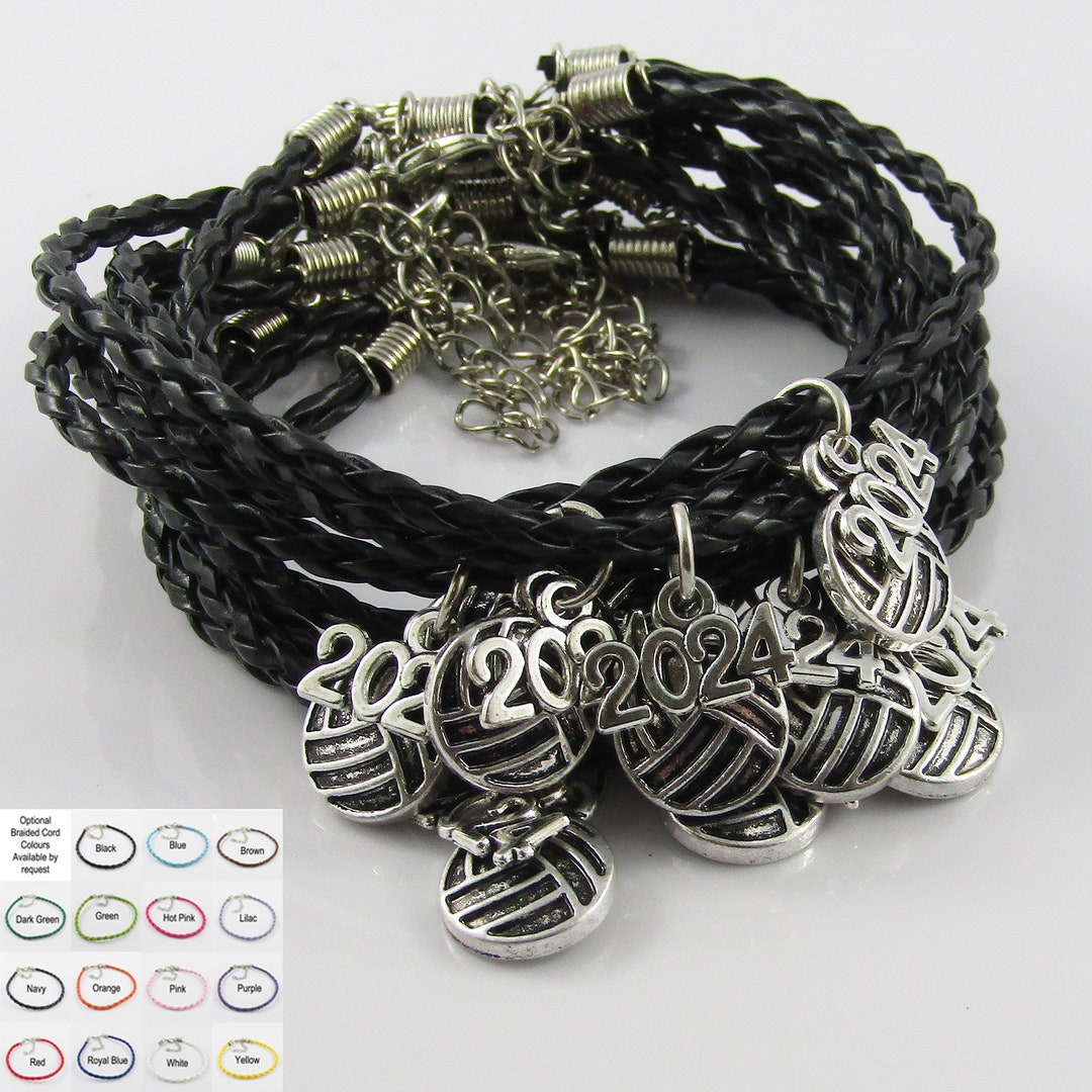 15 Player Set Netball 2024 Charm Bracelet Braided Cord Team Gifts Pick ...
