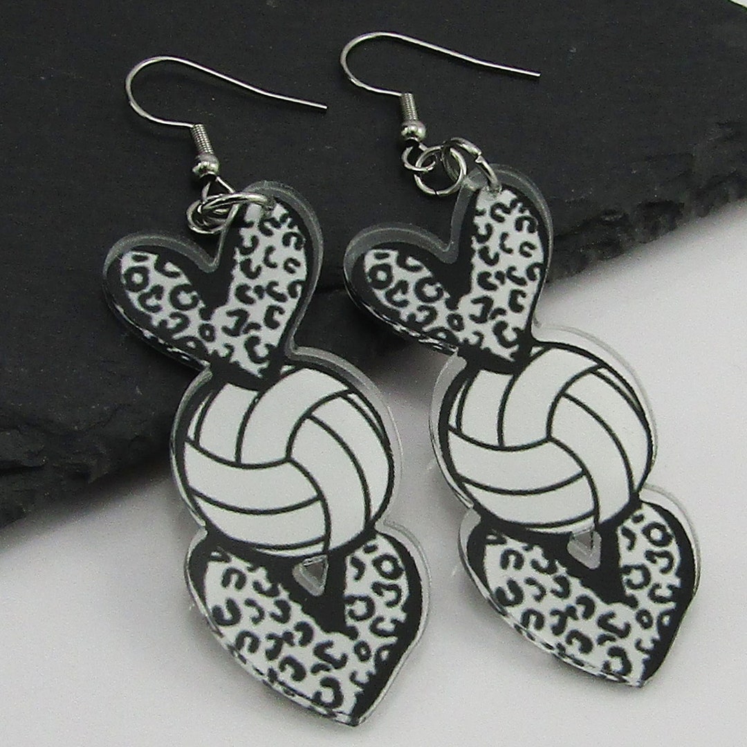 Acrylic Statement Love Heart Netball Charm Hook Earrings 75mm SS Hooks ...