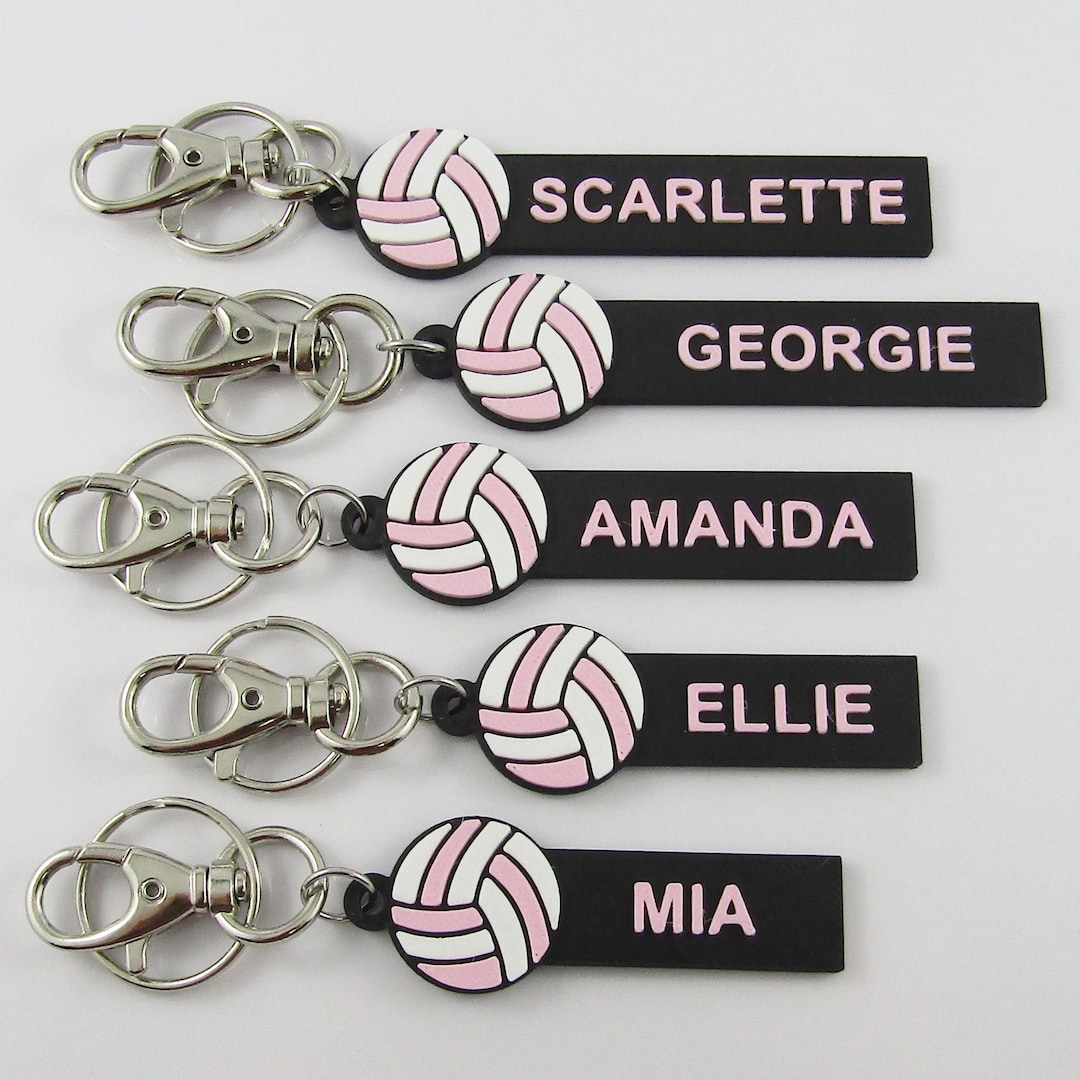 Personalised Netball Name Keychain White and Pink Netball - Etsy Australia