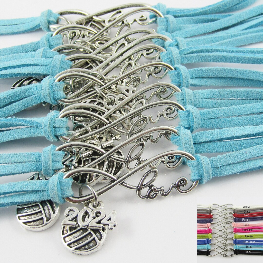 10 Player Set Infinity Love 2024 Netball Charm Bracelet Sport Gift Pick ...