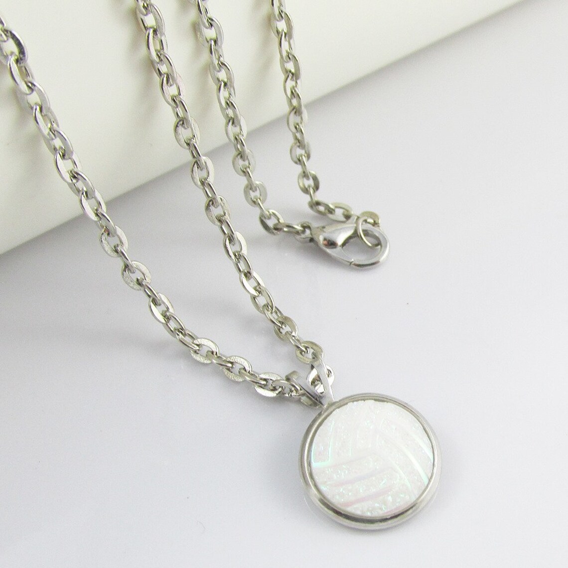 Resin Glitter Netball Charm Necklace 45cm Coach Sports Team End of ...