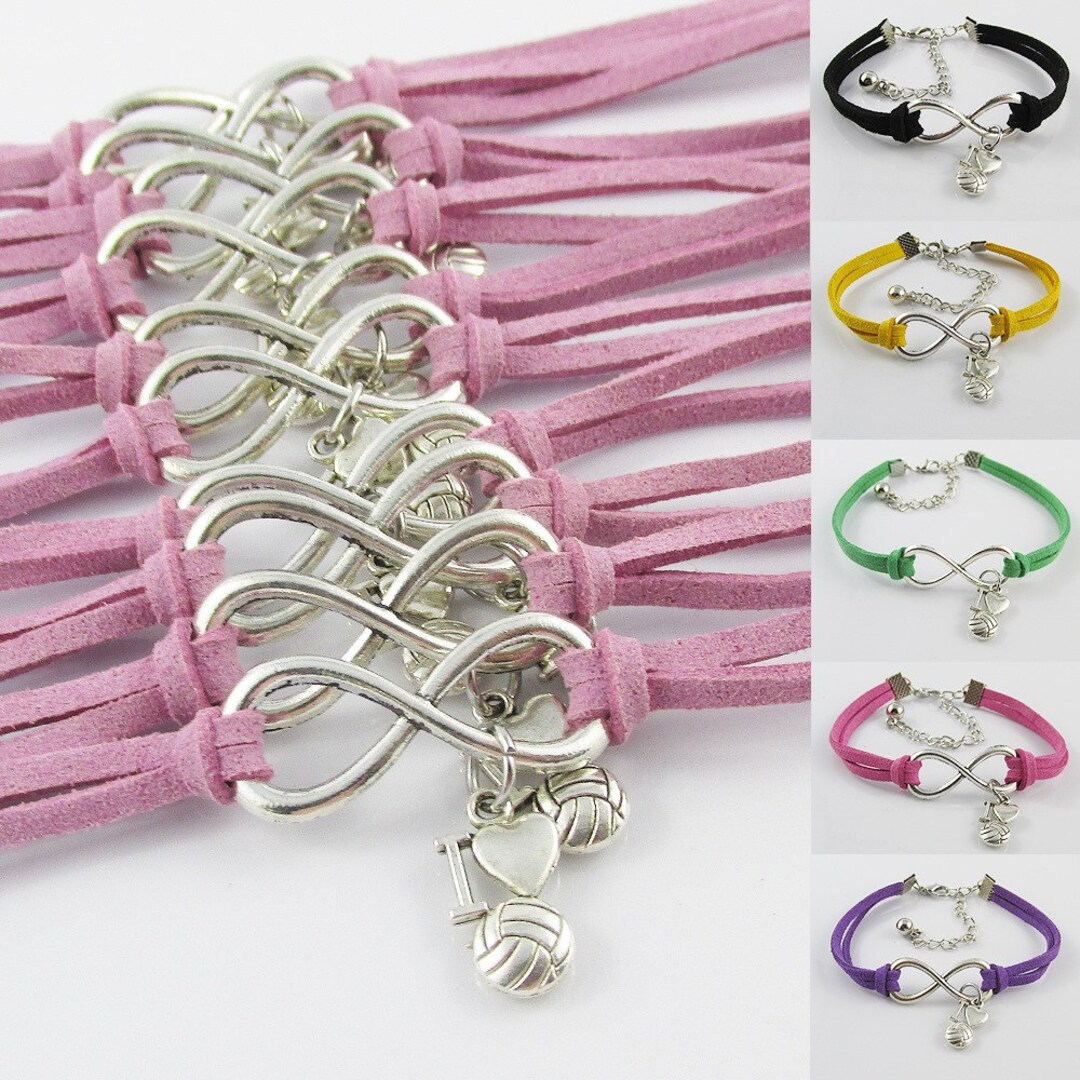 Team Set of 12 Infinity Forever I Love Netball Charm Bracelet Gift ...