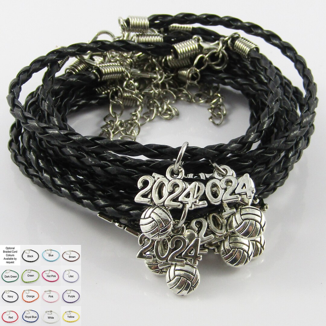 11 Player Set 2024 I Love NETBALL Charm Braided Bracelet Sports Team ...