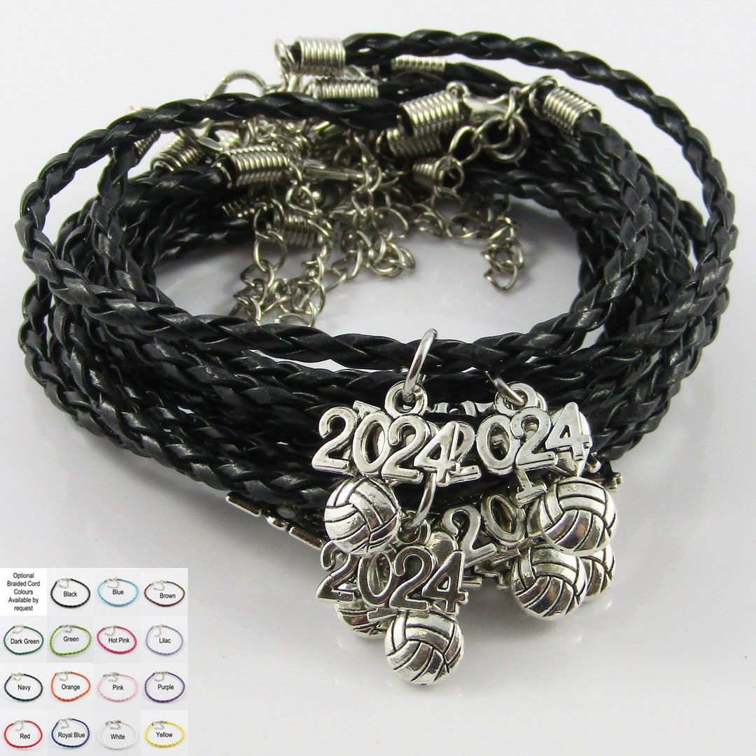 12 Player Set 2024 I Love NETBALL Charm Braided Bracelet Sports Team ...
