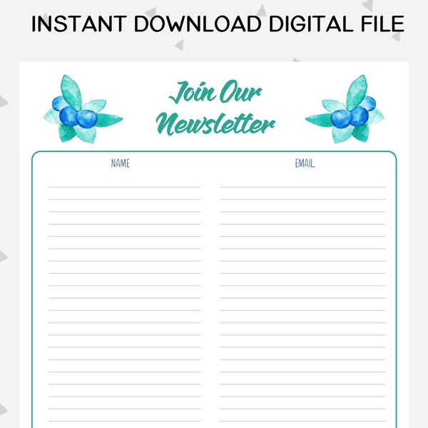 Email Marketing Sign up Sheet - Etsy