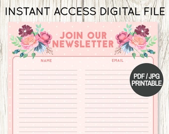 Newsletter Sign up Sheet Email Subscription List Handmade | Etsy