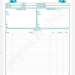 Printable Order Form, Craft Order Form Business Printable, Fillable PDF ...