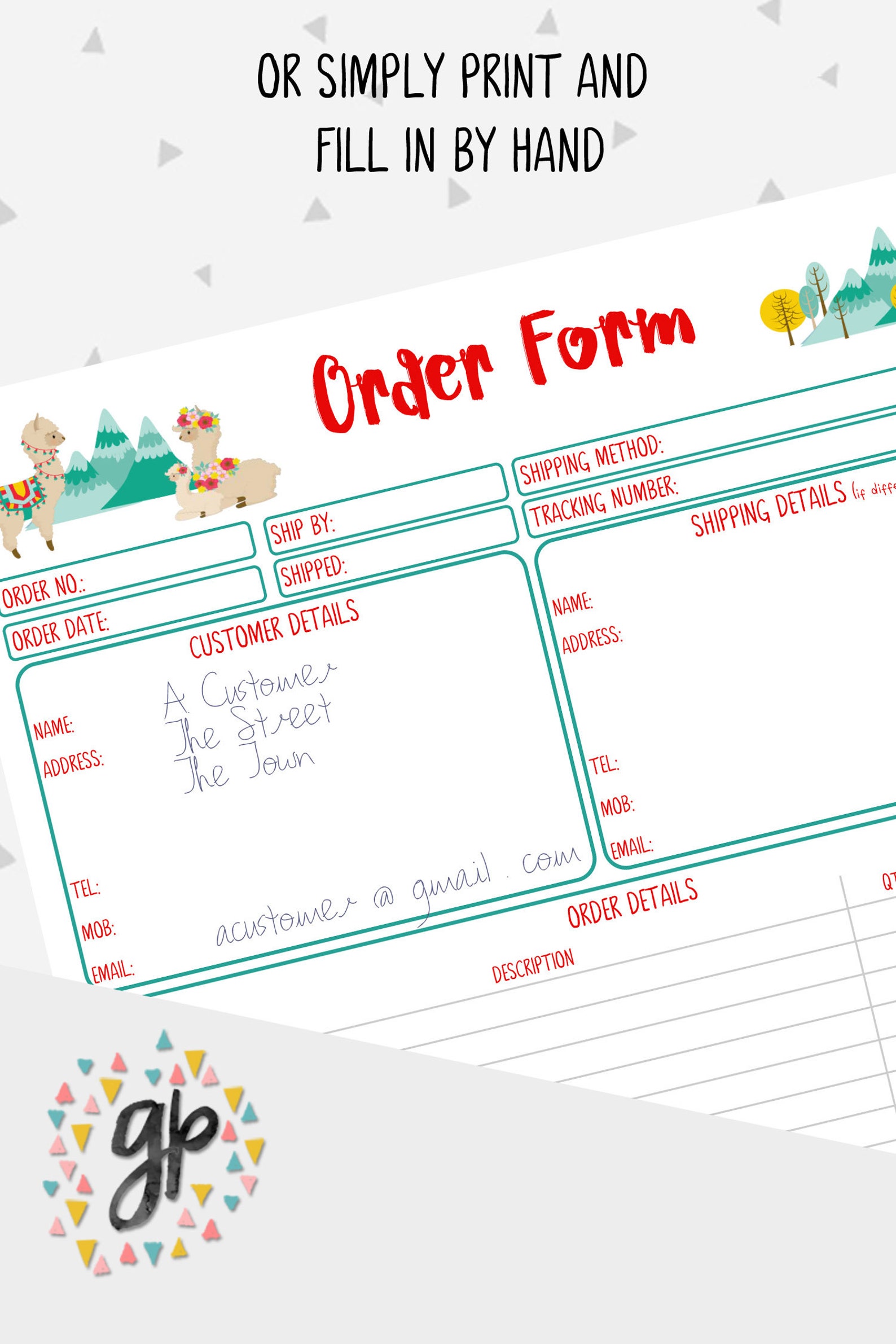 Llama Order Form Printable, Alpaca Handmade Business Order Form, Craft ...