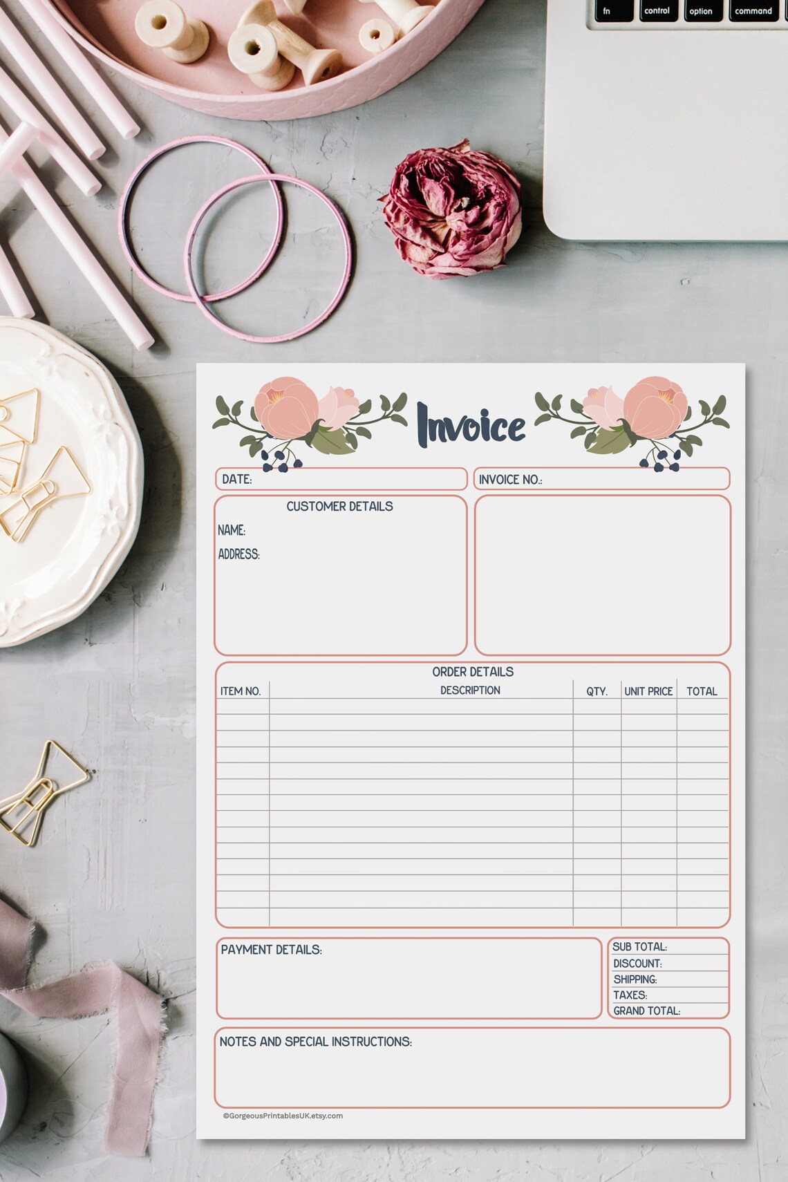 Invoice Printable for Business, Client Invoice Template, Fillable PDF ...