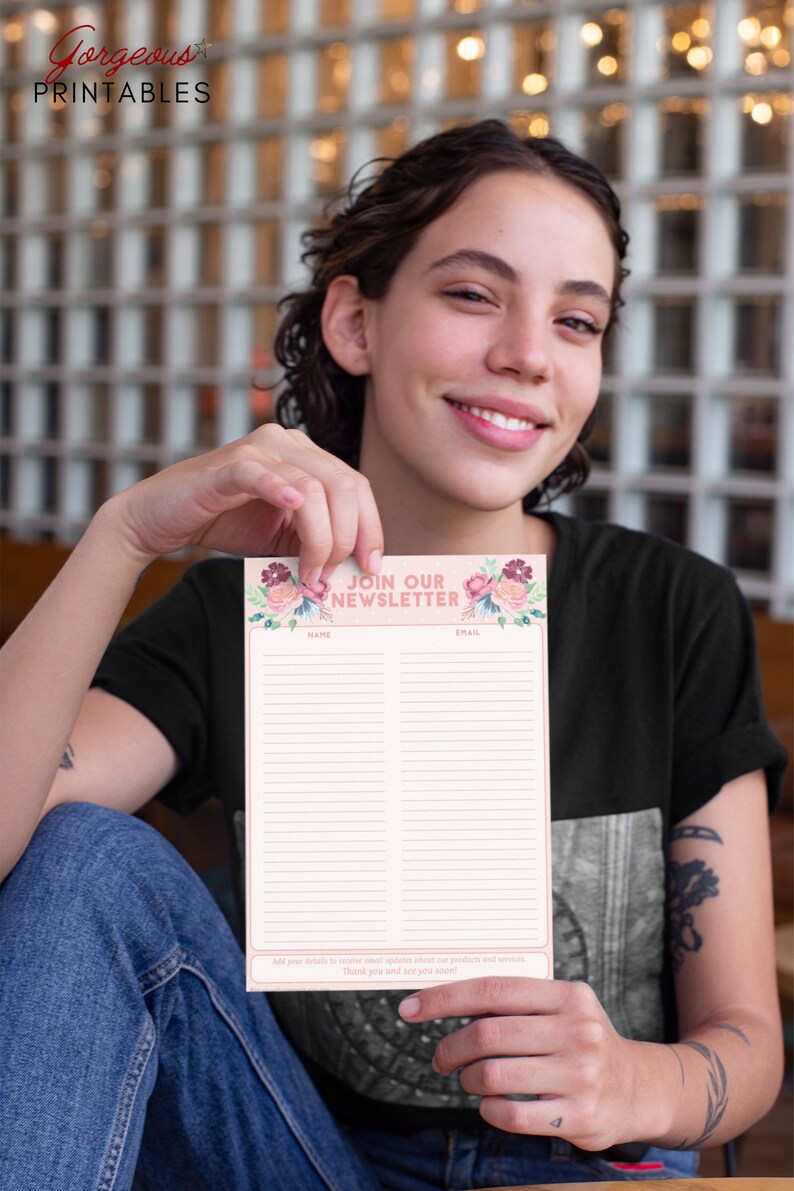 Email Sign up Sheet, Newsletter Subscription List, Handmade Business ...