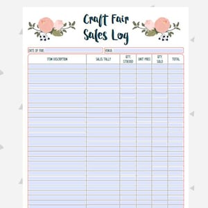 Sales Log Printable, Handmade Business Printable, Business Planner ...