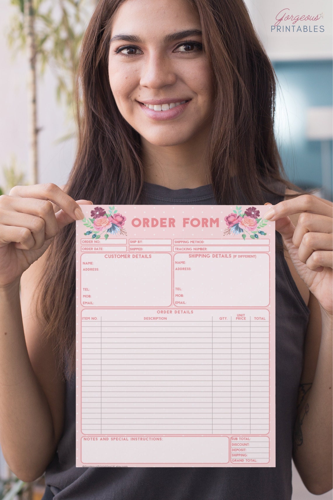 Blush Pink Order Form Printable for Business, Client Order Form ...