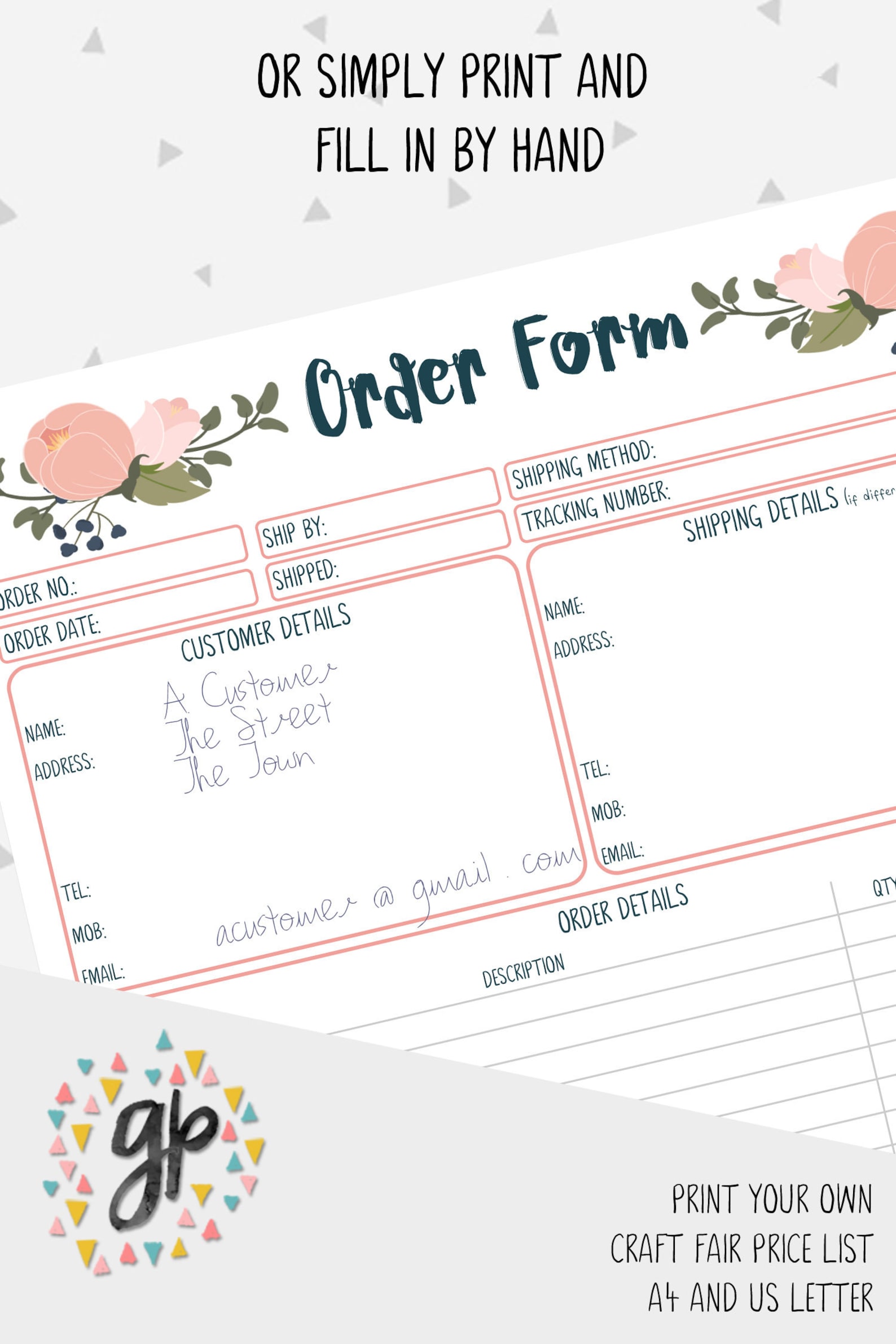 Order Form Printable for Business, Client Order Form Printable, Craft ...
