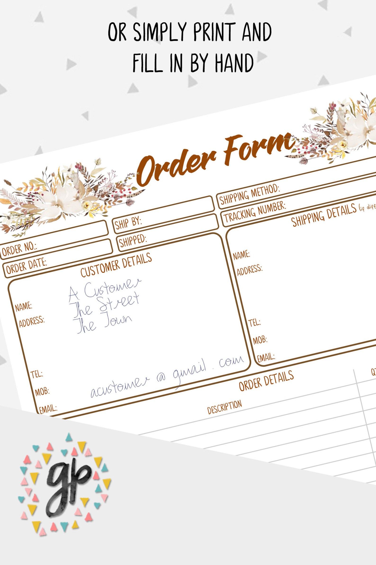 Order Form Printable for Handmade Business, Client Order Form Printable ...