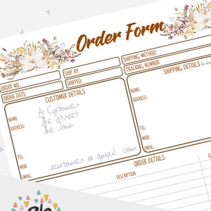 Order Form Printable for Handmade Business, Client Order Form Printable ...