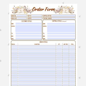 Order Form Printable for Handmade Business, Client Order Form Printable ...