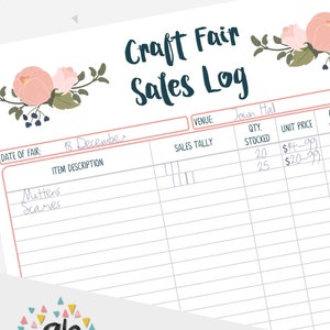 Sales Log Printable, Handmade Business Printable, Business Planner ...