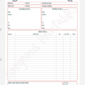 Order Form Printable, Sales Log, and Price List, Craft Show Printables ...