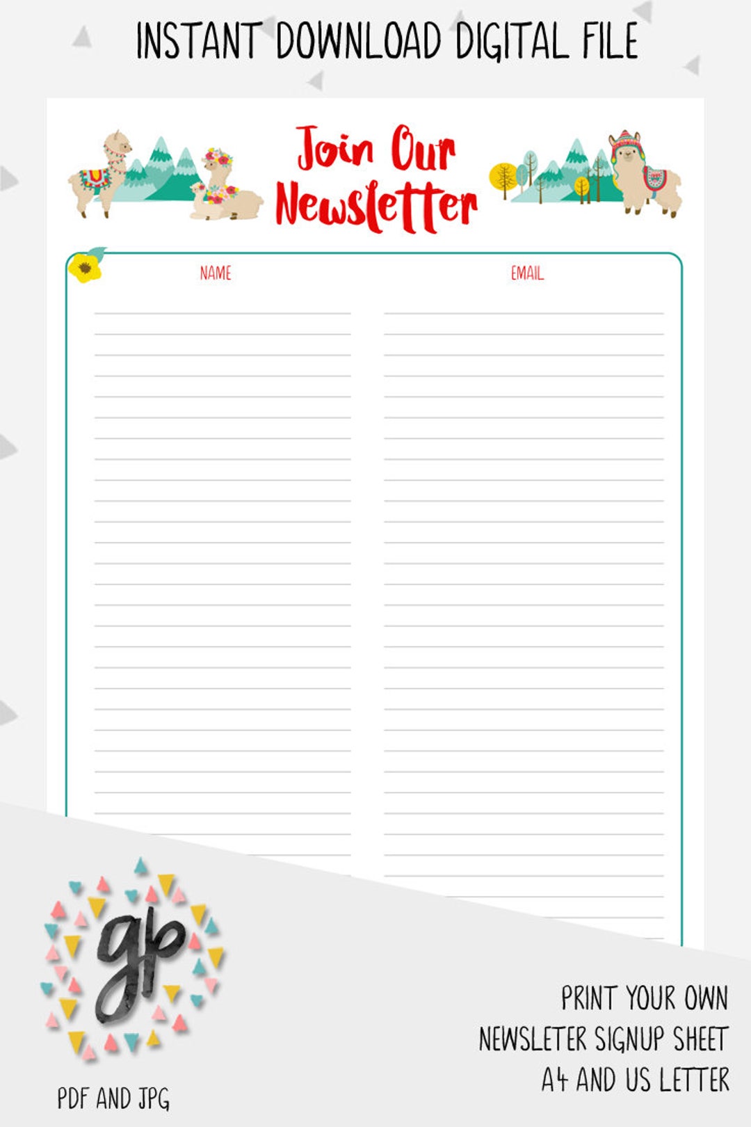 Newsletter Sign up Sheet Email Sign Up Email Subscription - Etsy