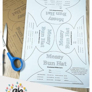 Product Label for Crochet Messy Bun Hat, Printable Crochet Label, Print ...