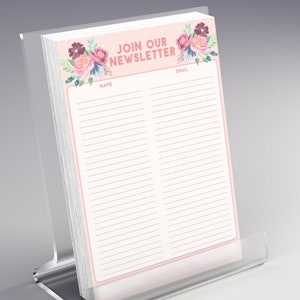 Email Sign up Sheet, Newsletter Subscription List, Handmade Business ...