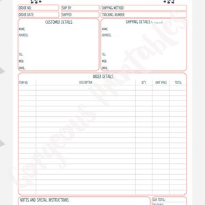Order Form Printable for Business, Client Order Form Printable, Craft ...