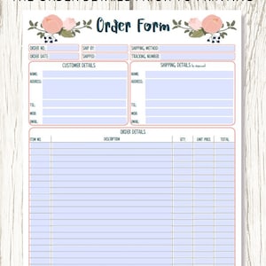Order Form Printable for Business, Client Order Form Printable, Craft ...