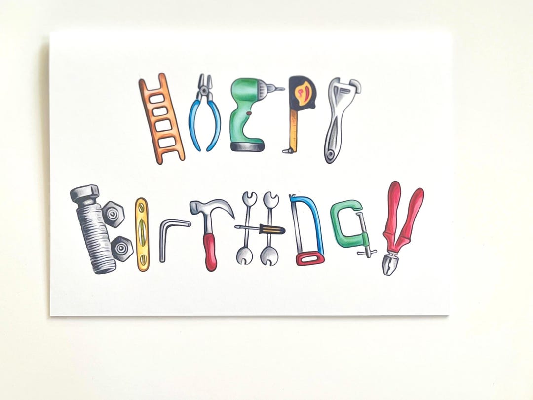 Digitally Altered Drawings -DIY Tools Birthday Card: Handyman Builder ...