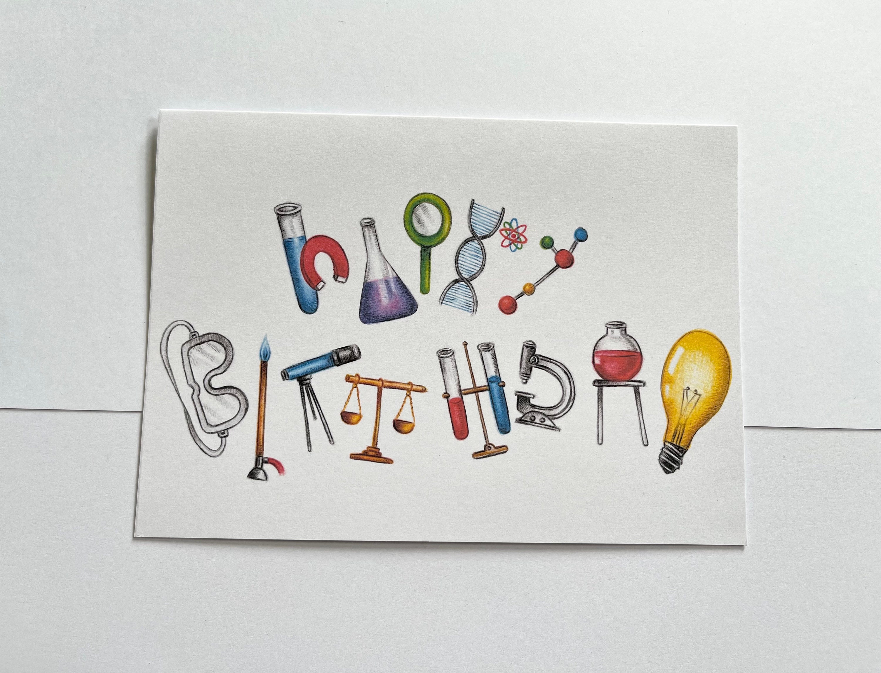 Happy Birthday Card Using Science Equipment to Create the Letters for ...
