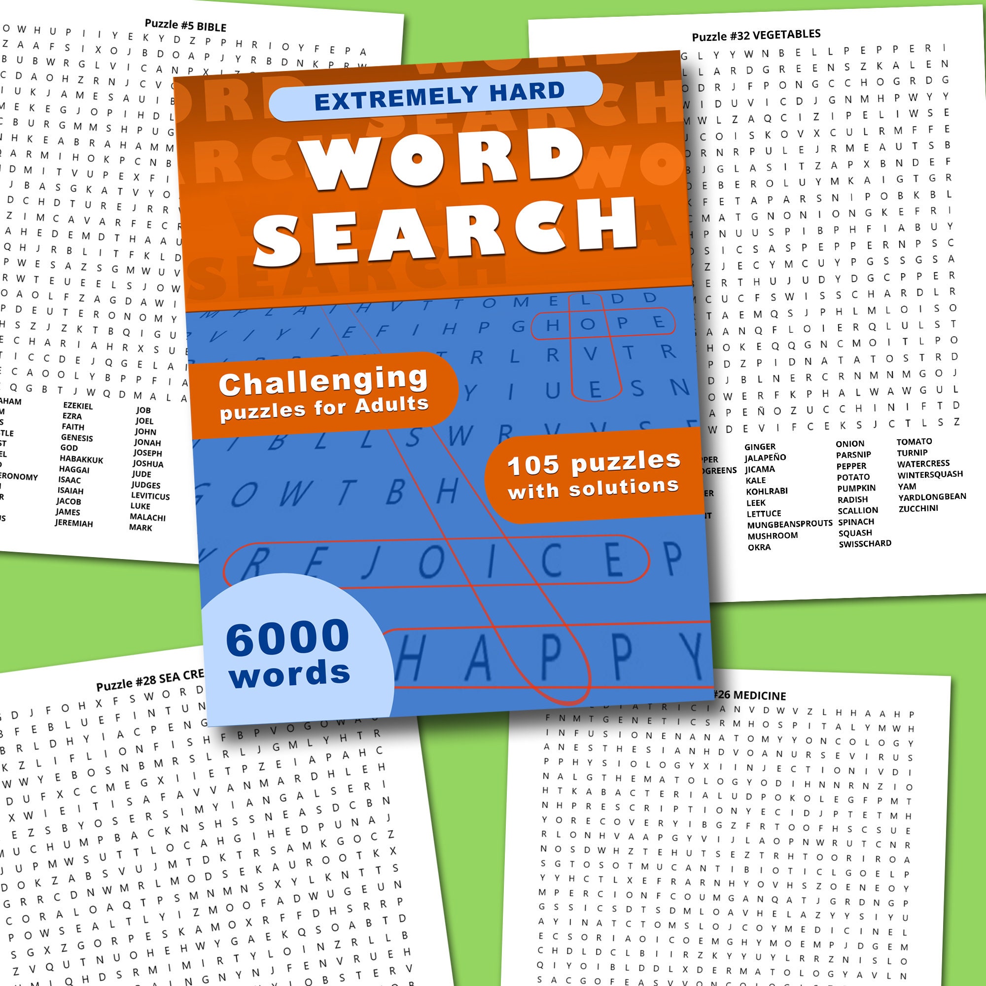 Extremely Hard Word Search Book for Adults: 105 Printable Puzzles (PDF ...