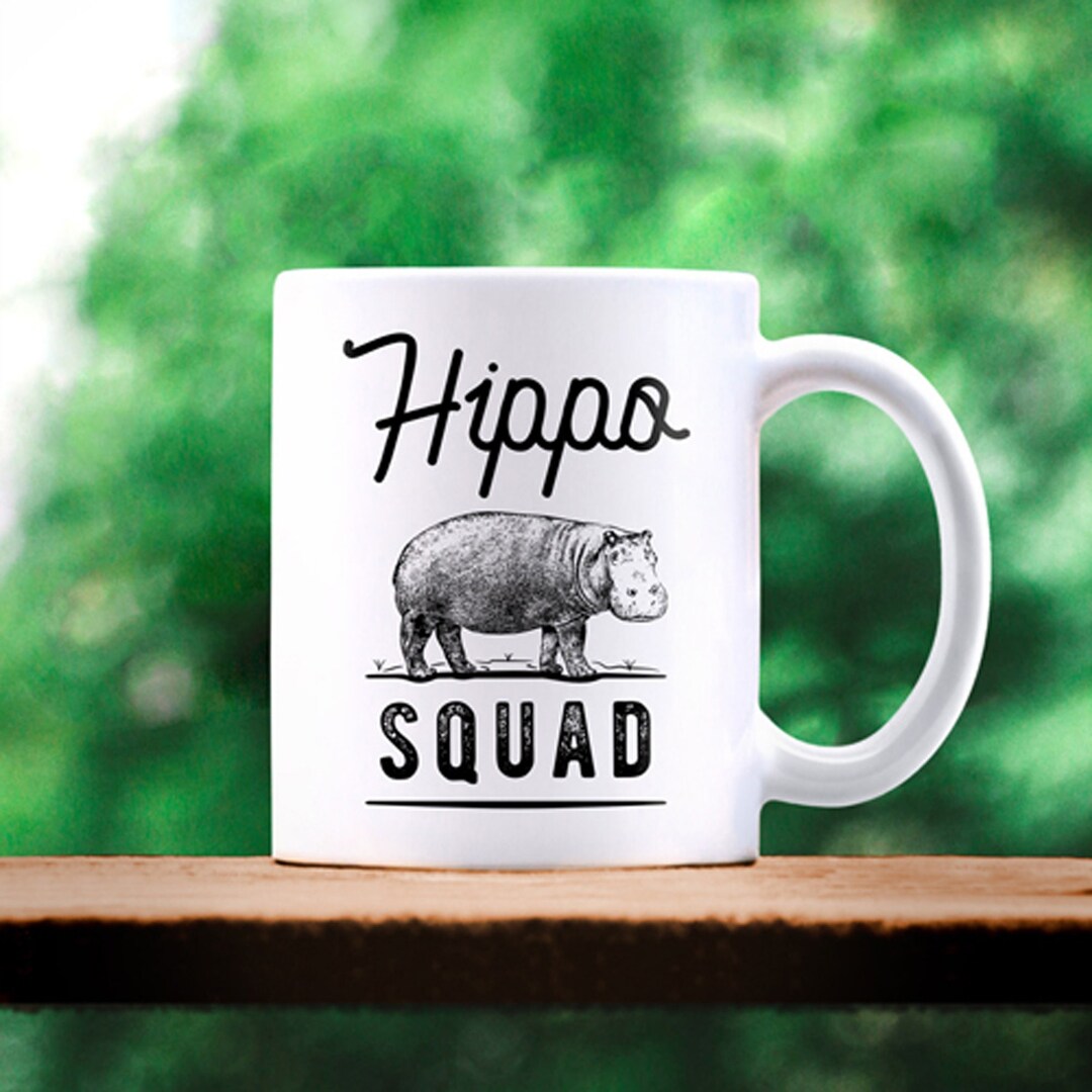 Hippo Coffee Mug. Hippopotamus Gift. Hippo Squad. Funny Animal Gift. Family Matching. Hippo ...