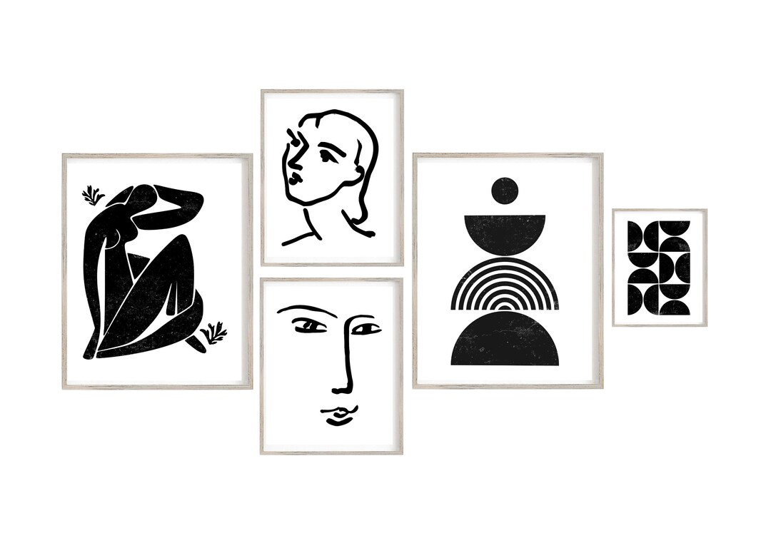 Gallery Wall Set, Boho Black and White Printables - Etsy