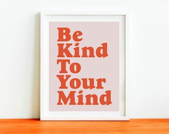 Be Kind to Your Mind Vintage Poster Minimalist Print Black - Etsy
