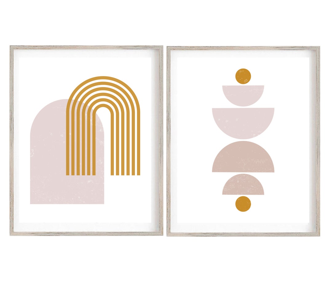 Set of 2 Boho Printables, Boho Geometric Printable, Large Wall Art ...