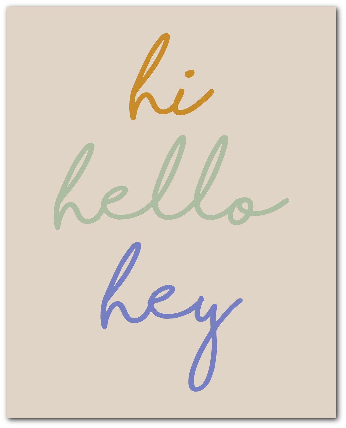 Hi Hello Hey Printable 70s Retro Wall Art Large Wall Art - Etsy