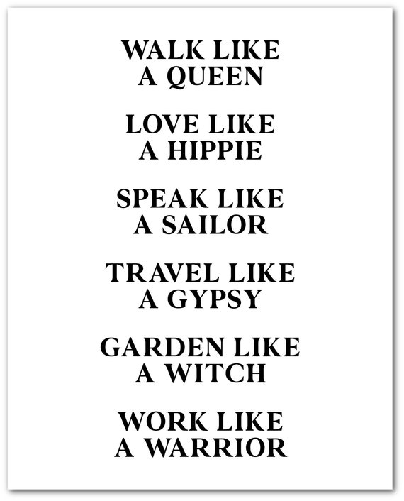 Walk Like A Queen Printable Motivational Print Bedroom Quote Art Boho ...