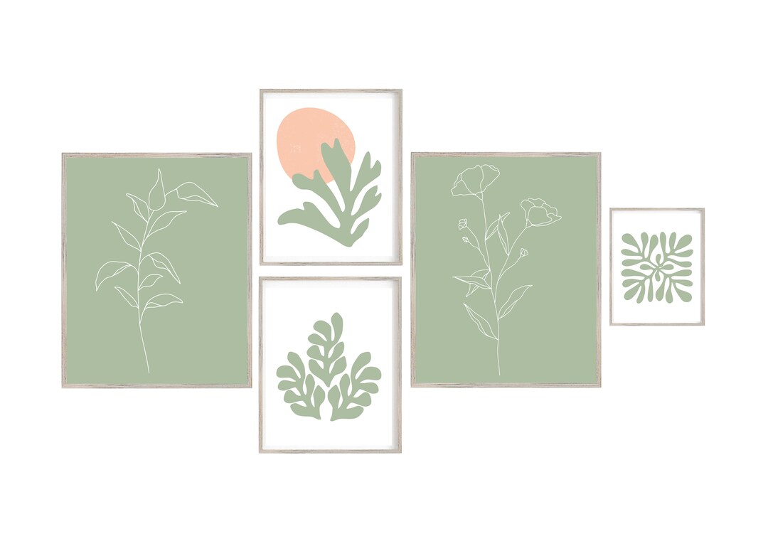 Sage Green Gallery Wall Set Boho Printables Boho Dorm Decor - Etsy