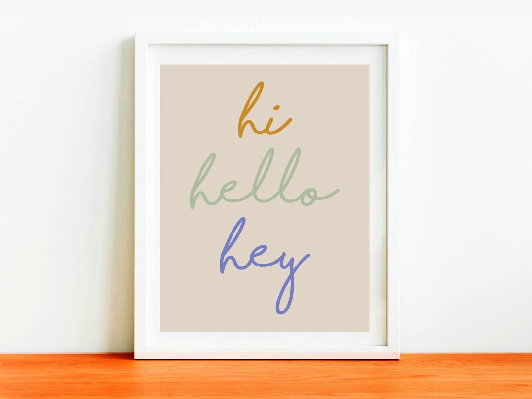 Hi Hello Hey Printable 70s Retro Wall Art Large Wall Art - Etsy