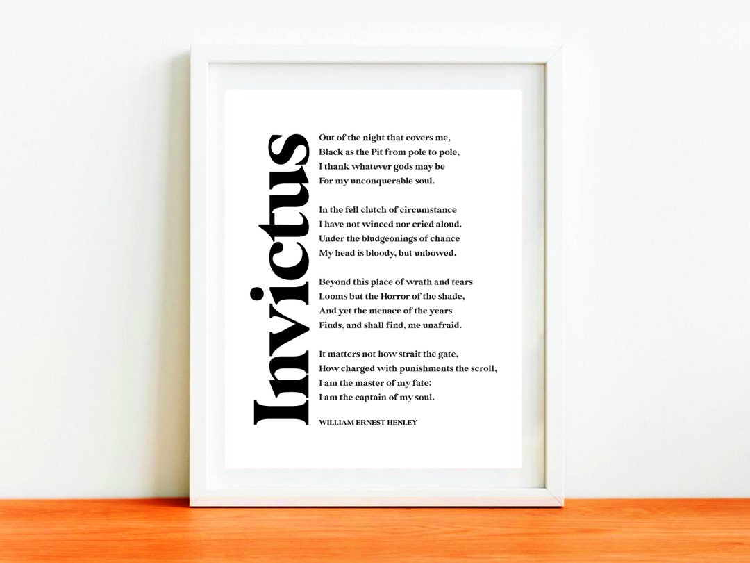 Invictus Printable, Large Wall Prints, William Ernest Henley Poem ...