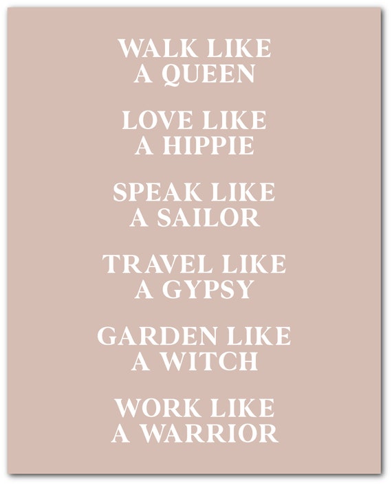 Walk Like A Queen Printable Motivational Print Bedroom Quote Art Boho ...