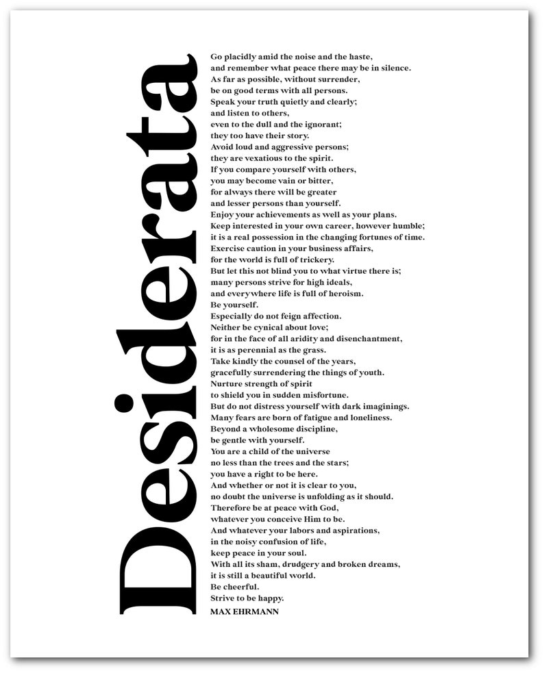Desiderata Printable Large Wall Prints Max Ehrmann Poem - Etsy UK