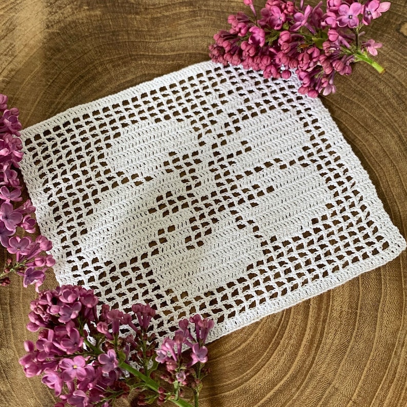 Hibiscus Fillet Crochet Pattern, Doily Pdf Pattern, Crochet for ...