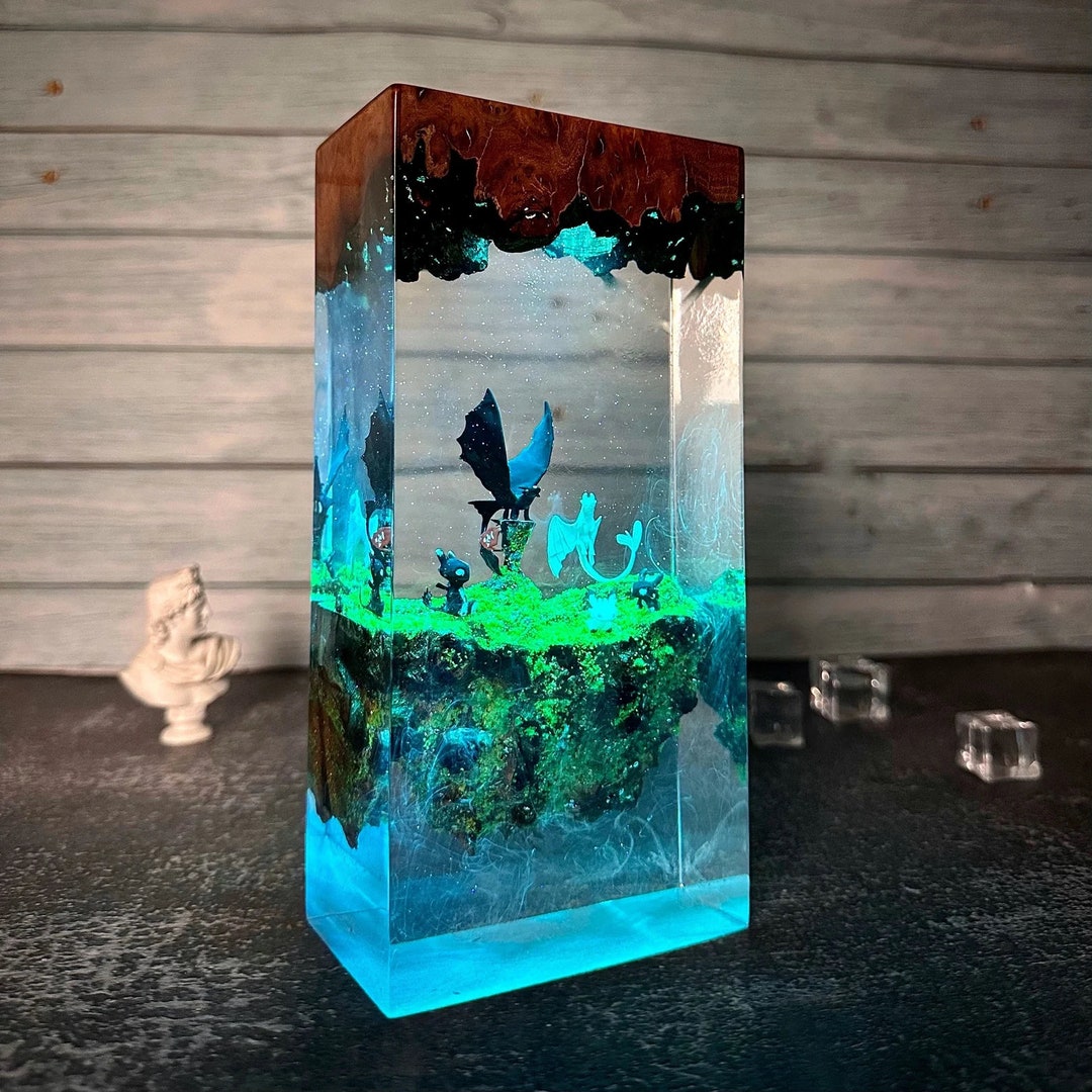 Toothless and Light Fury Epoxy Lamp,family Toothless Night Lights,epoxy ...