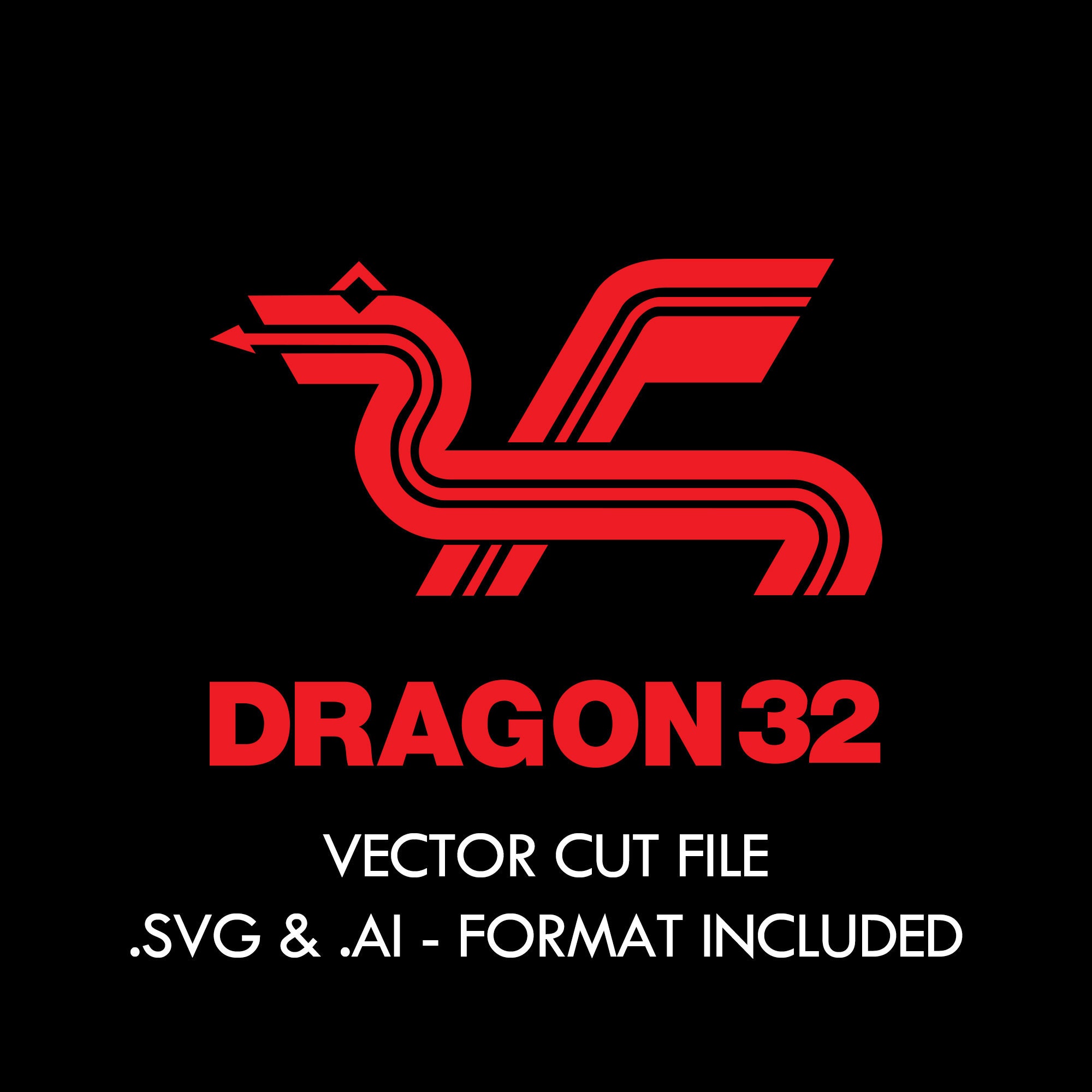 Dragon 32 Logo - SVG/AI Vector Cut File. Not Auto-traced Vector, Manual ...