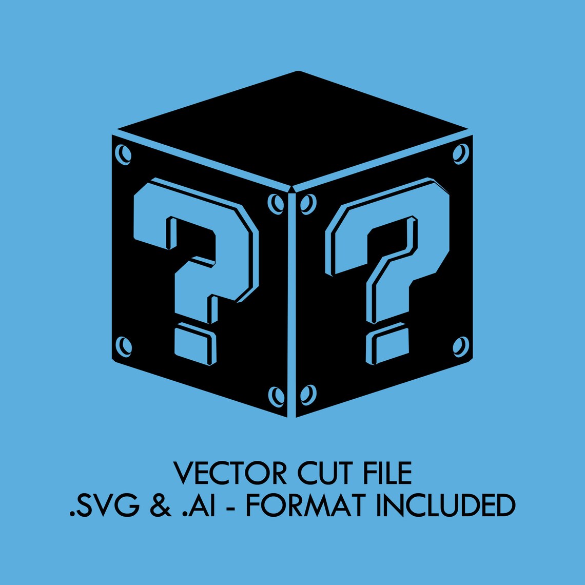 Super Mario Question Mark Block - SVG/AI Vector Cut File for Vinyl Art ...