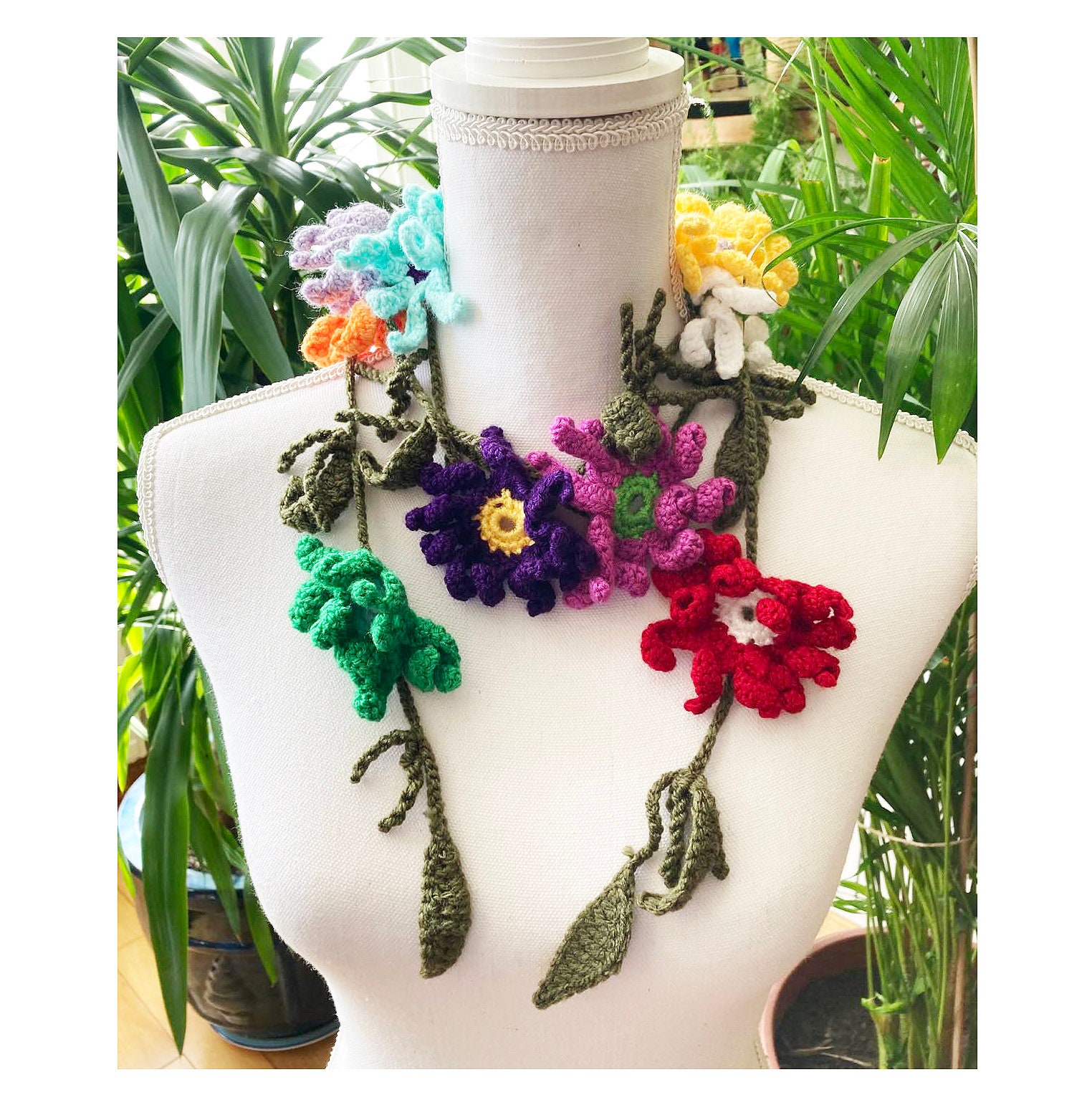 Gradient Multi Colors Leafy Flowering Neck Garland Shawl - Etsy UK