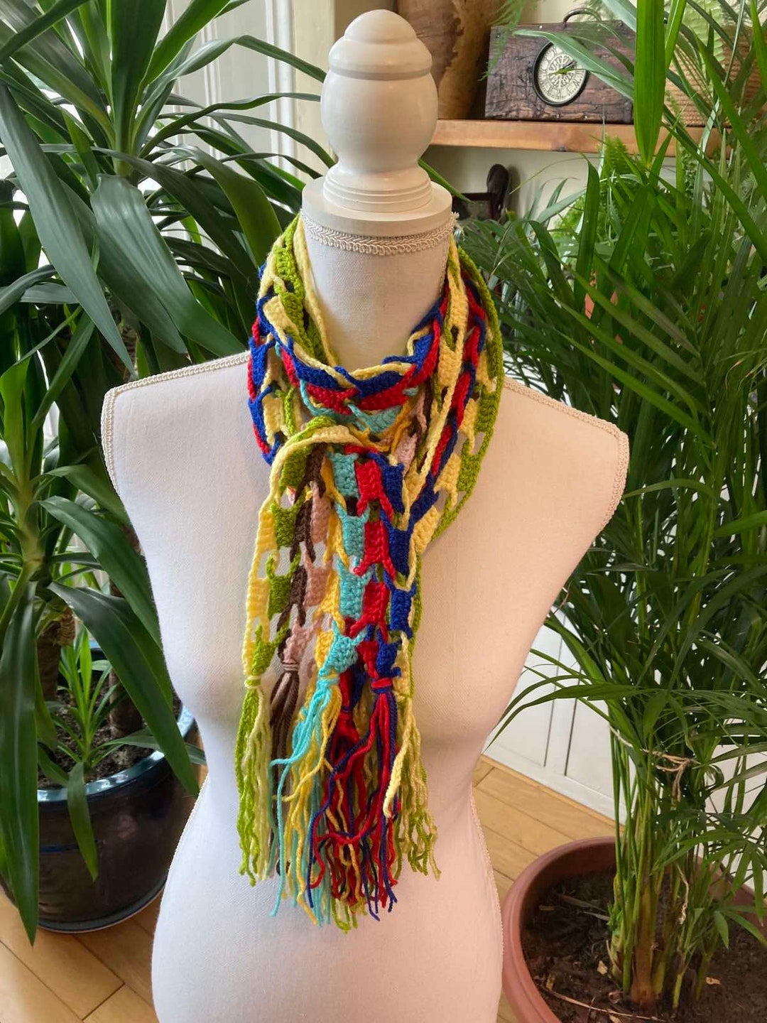 Hand Crochet Rainbow Colors Shawl - Rectangular Wrap Shawl Design ...