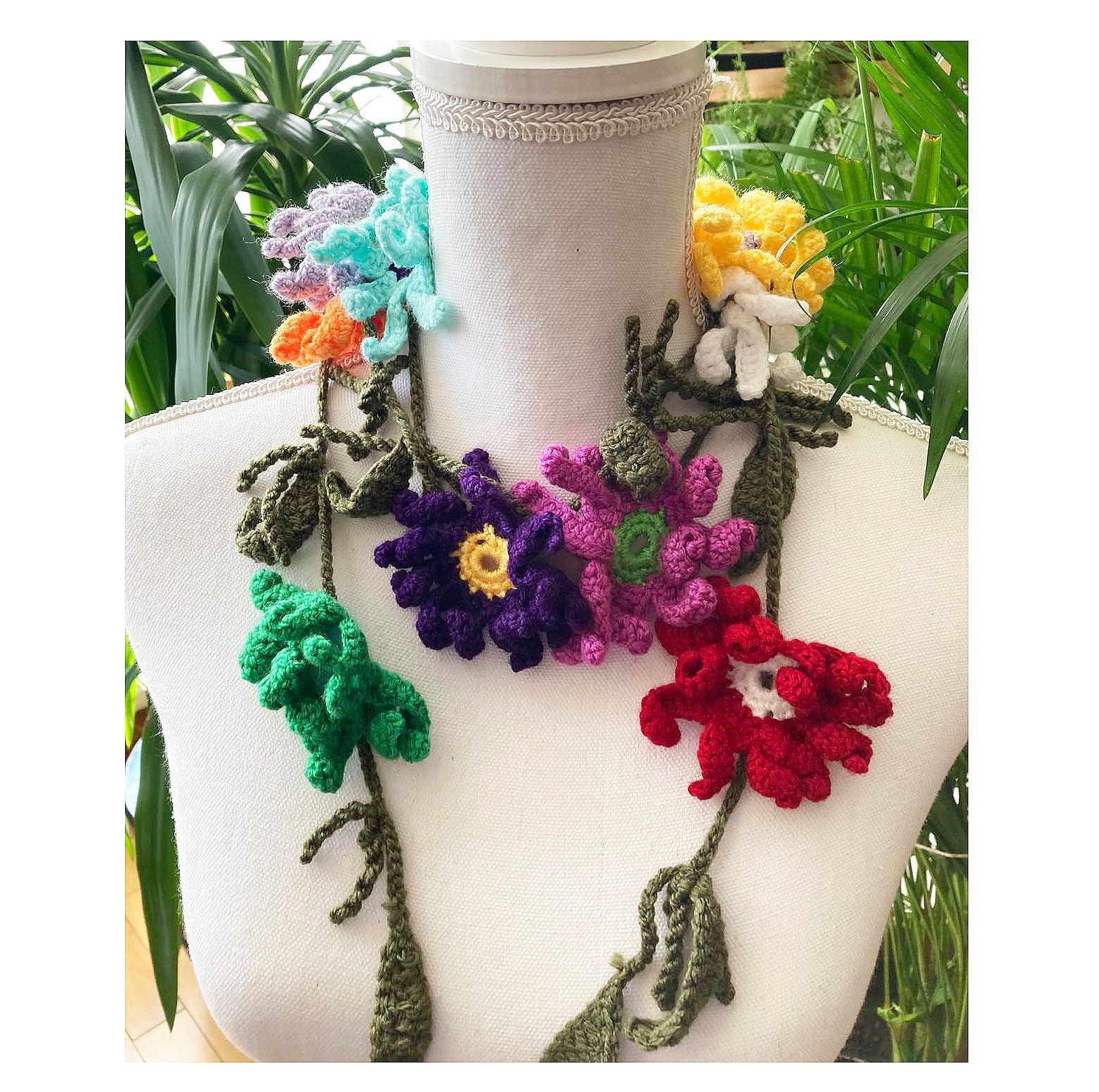 Gradient Multi Colors Leafy Flowering Neck Garland Shawl - Etsy UK